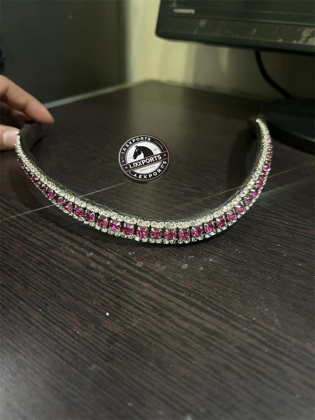 Fuchsia Pink Crystal Horse Browband: Wave Leather Equestrian Tack - Etsy