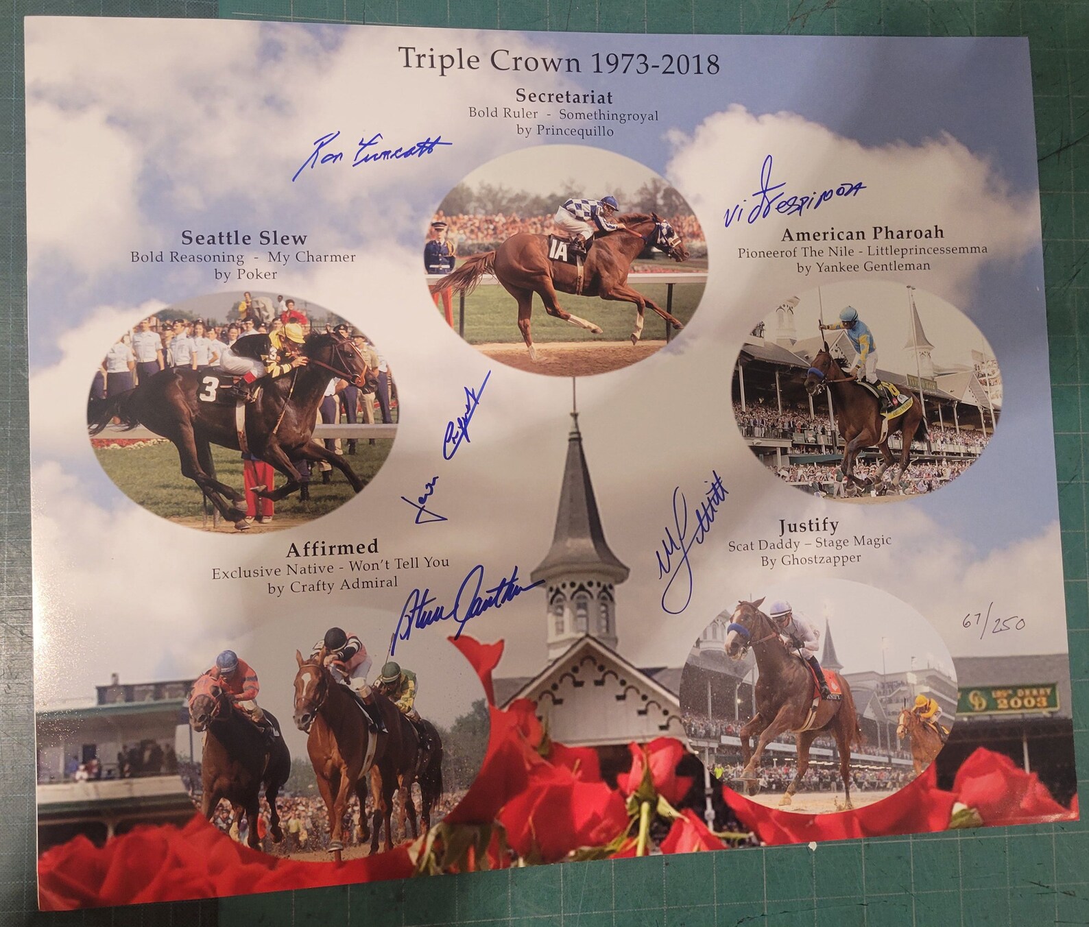 Triple Crown 1973 - 2018 Collage 16" X 20" Hand Signed by Smith ...