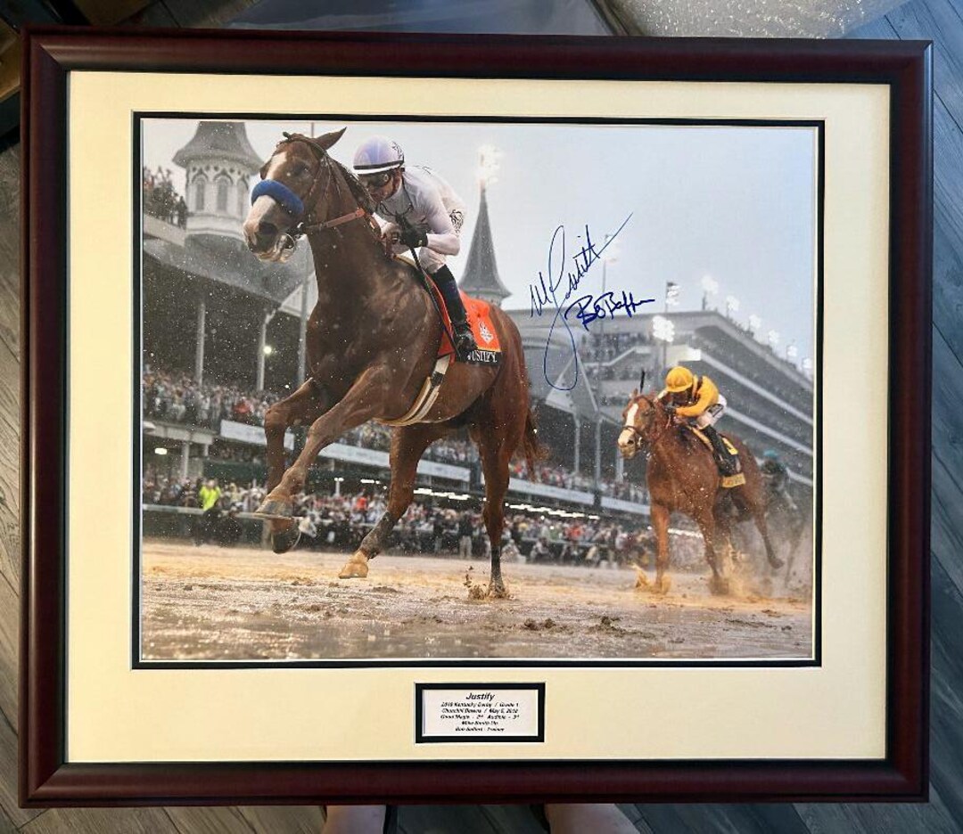 Justify Kentucky Derby Framed Photo Double Signed Mike Smith / Bob ...