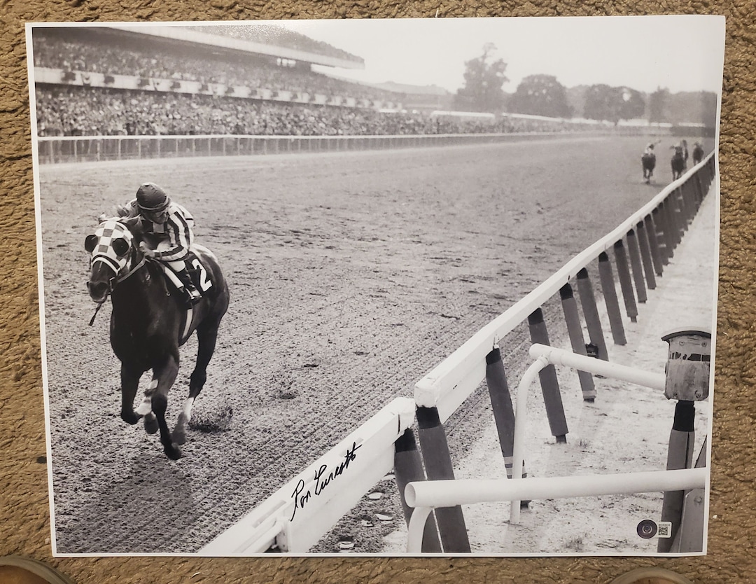 Secretariat 1973 Belmont Stakes Look Back Foto signiert Beckett ...