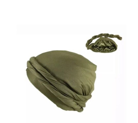 Satin Lined Black Halo Turban Durag Turban Hat for Men New Dome Wave ...