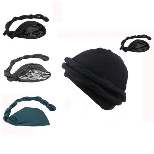 Satin Lined Black Halo Turban Durag Turban Hat for Men New Dome Wave ...