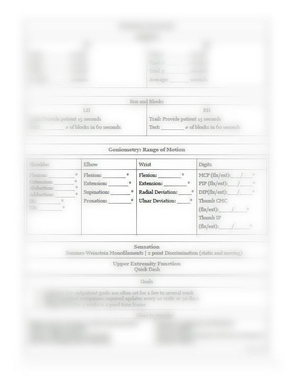 Hand Therapy Evaluation Form - Etsy