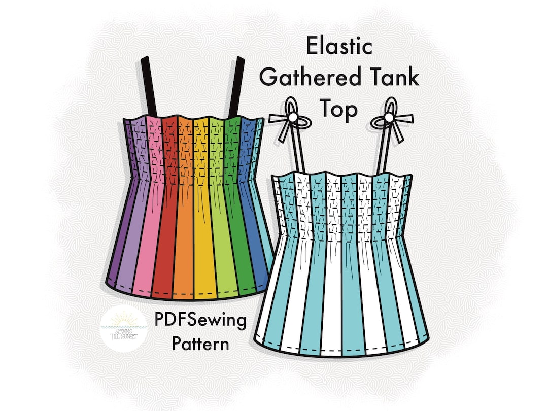 Elastic Gathered Tank Top PDF Sewing Pattern Sewing Till Sunset - Etsy