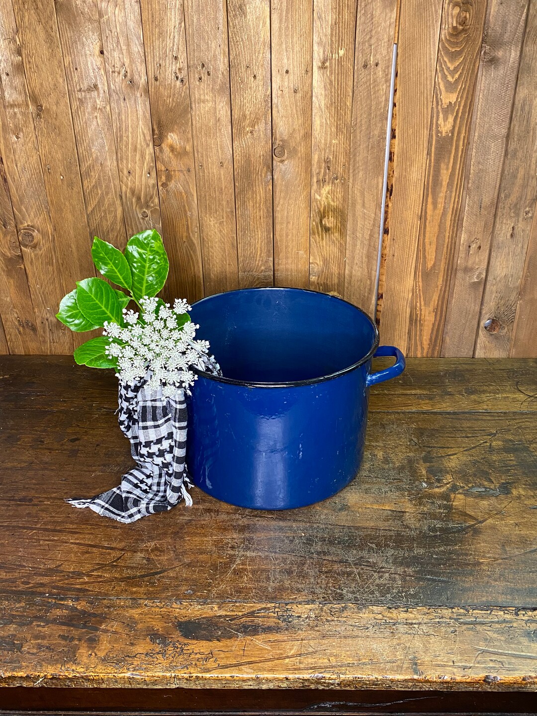 Vintage Pot, Enamel Pot, Old Enamel Pot, Antique Enamel Pot, Small ...