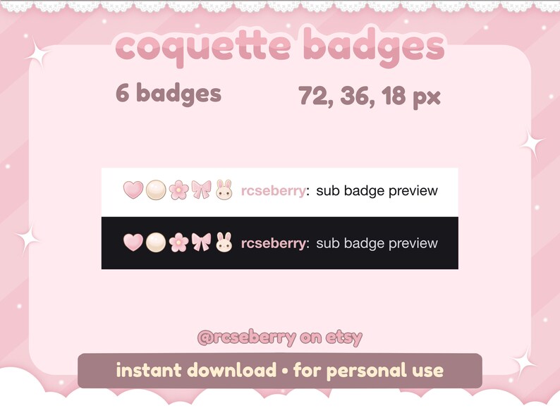 Pink Coquette Sub/bit Badges for Twitch, Discord & Youtube | Streaming ...