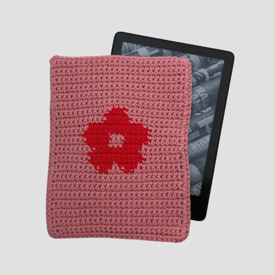 Red and Pink Flower Crochet Kindle/ereader Cover - Etsy