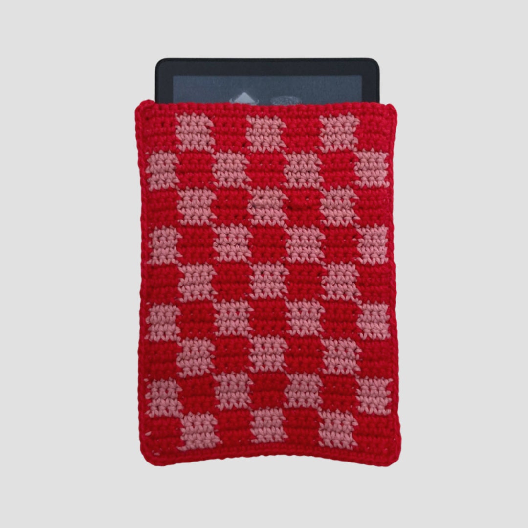 Red and Pink Checkered Crochet Kindle/ereader Cover - Etsy