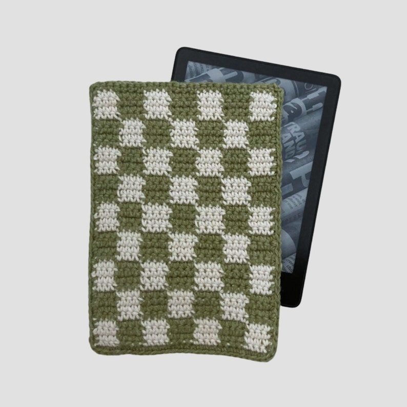 Green Checkered Crochet Kindle/ereader Cover - Etsy