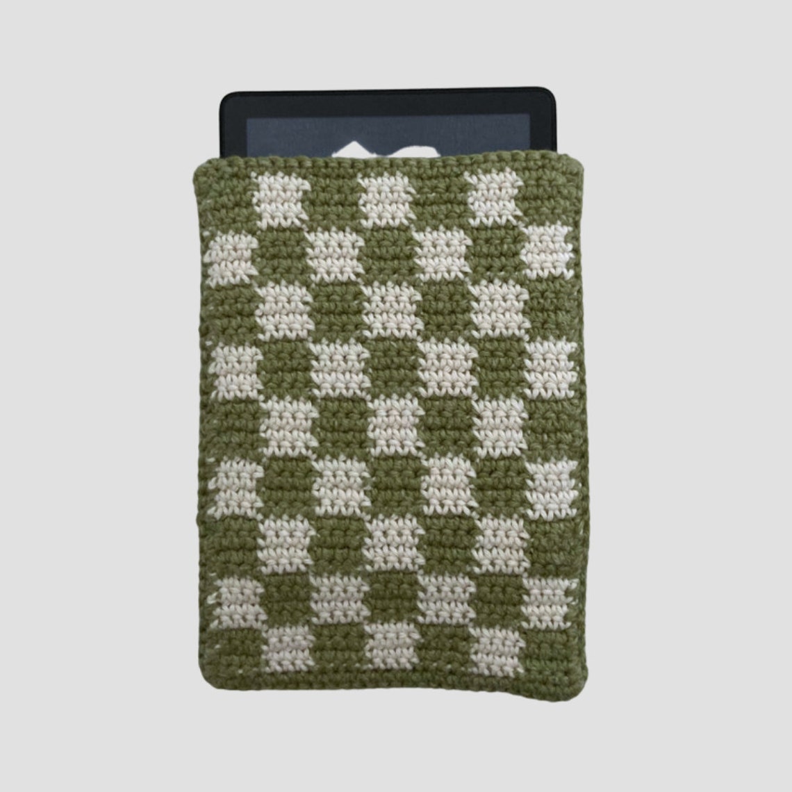 Green Checkered Crochet Kindle/ereader Cover - Etsy