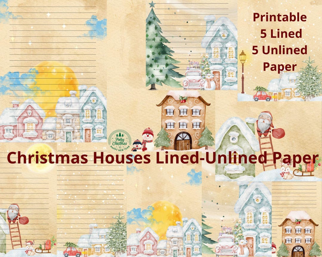 Digital Christmas Letter Lined-unlined Paper: Printable Holiday Writing ...