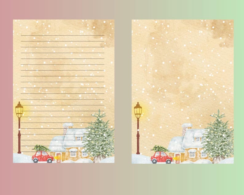 Digital Christmas Letter Lined-unlined Paper: Printable Holiday Writing ...