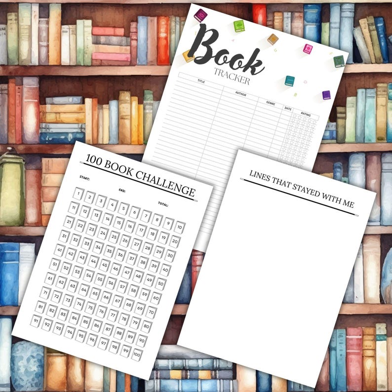 Digital Book Tracker | Printable Book Challenge Sheet | Reading Journal ...