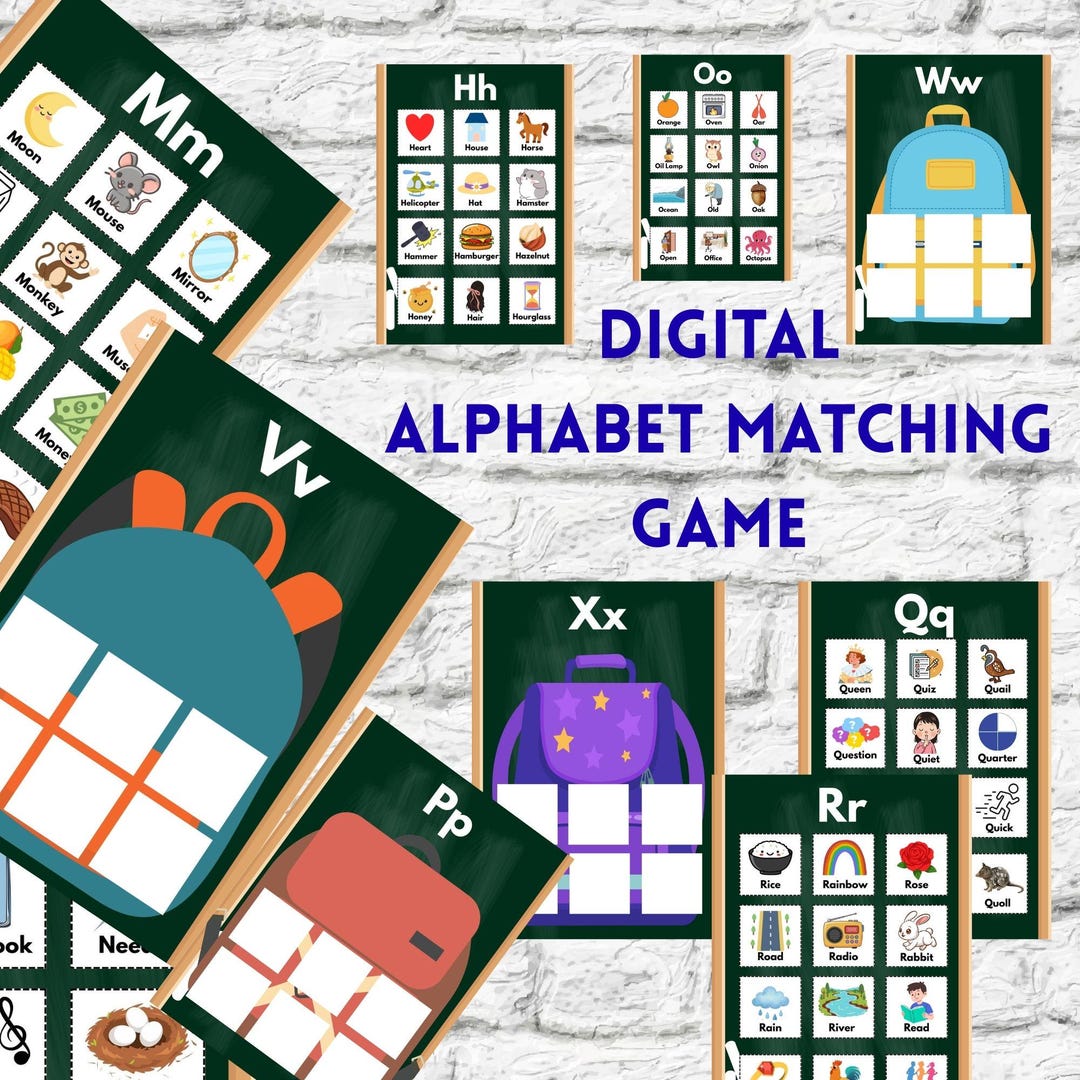 Digital Prints Alphabet Matching Game for Kids, ABC Busy Book - Etsy