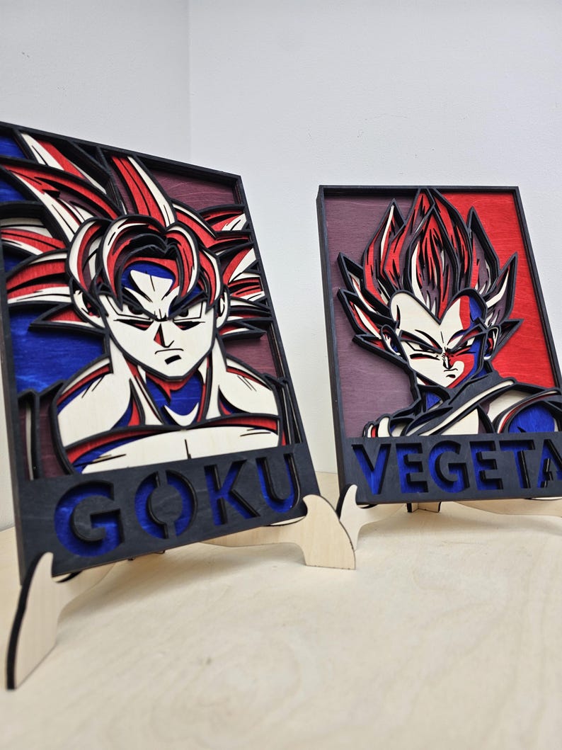 3D Portrait Picture Dragon Ball (GOKU, VEGETA) Wooden Decoration for ...