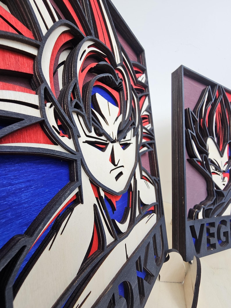 3D Portrait Picture Dragon Ball (GOKU, VEGETA) Wooden Decoration for ...
