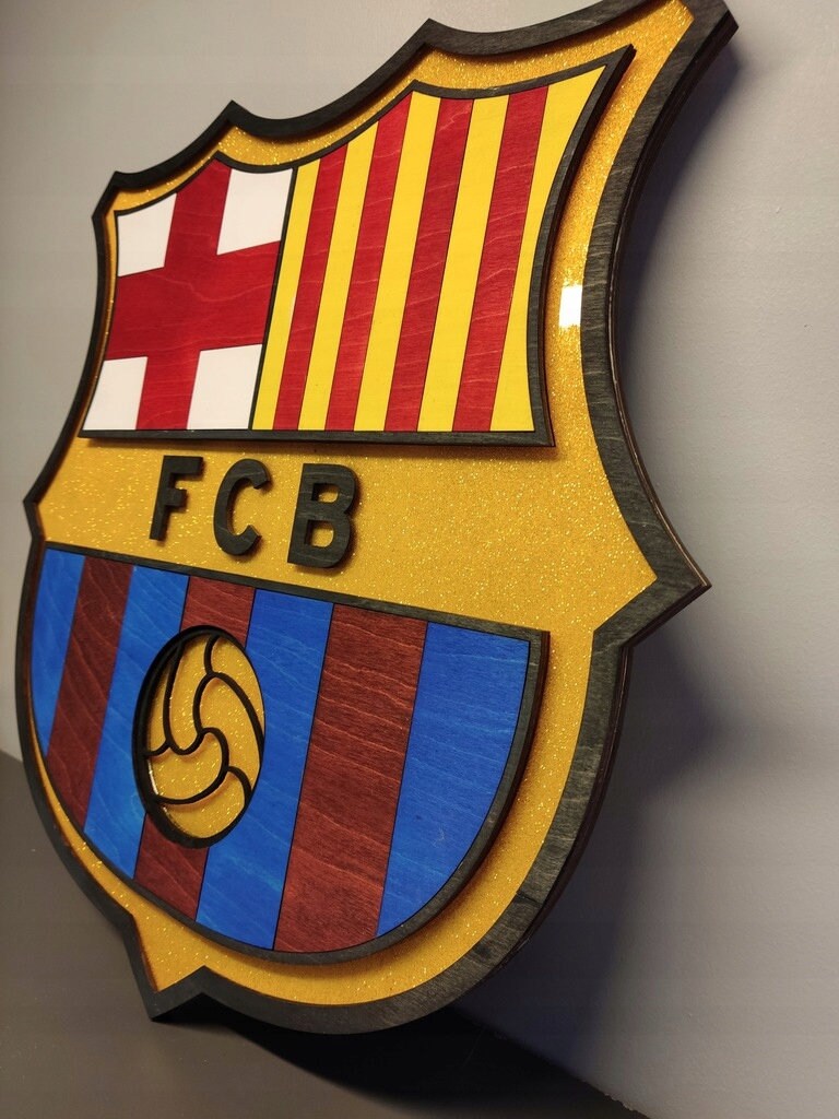 FC Barcelona 3D Logo, Handmade, Wood, Collection, Gift, Sport, Football ...