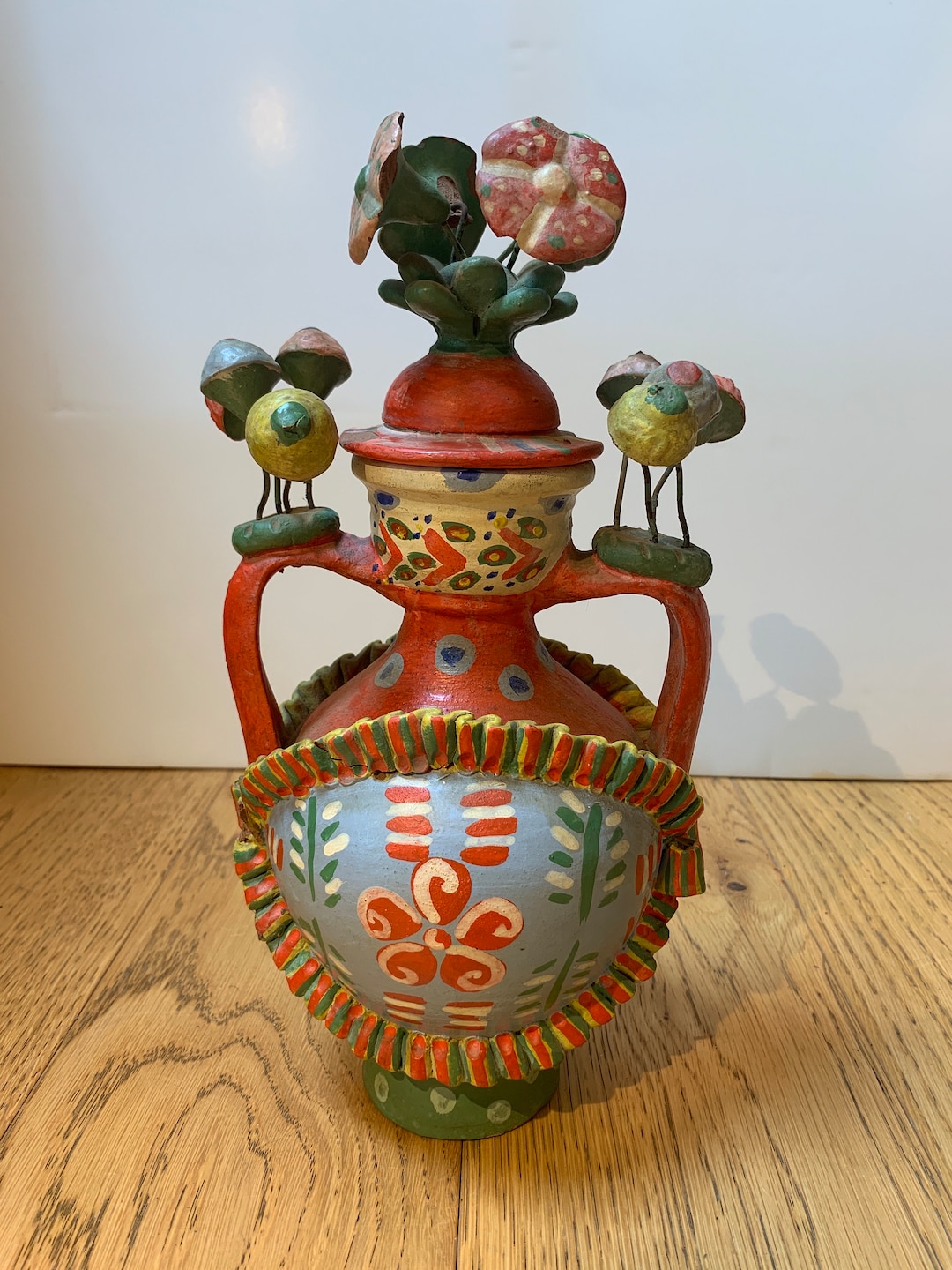 Vintage Pottery Decorative Jar. Beutiful and Colourful. Stoneware ...