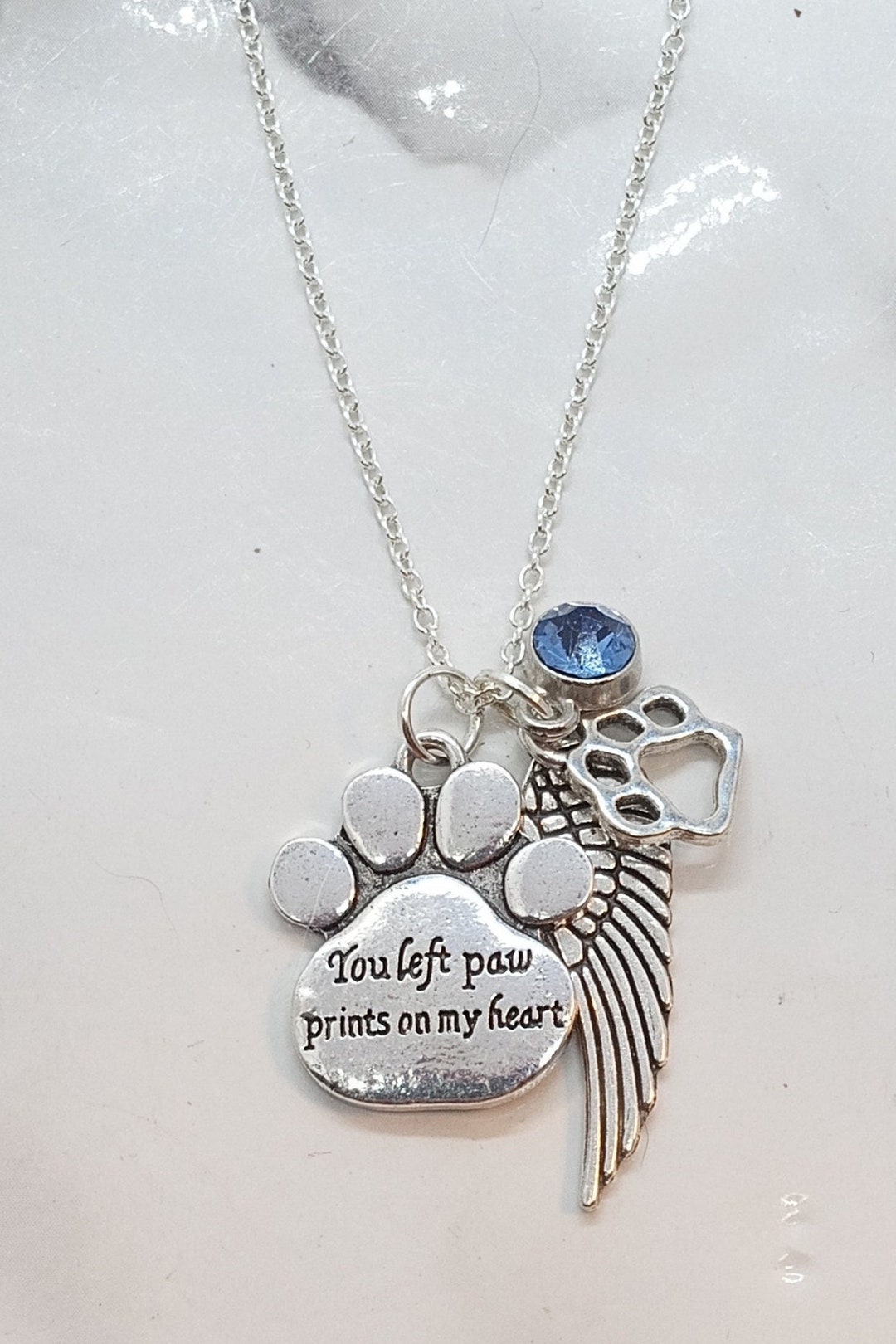 You Left Paw Prints on My Heart - Necklace for Loss of Pet - Memorial ...