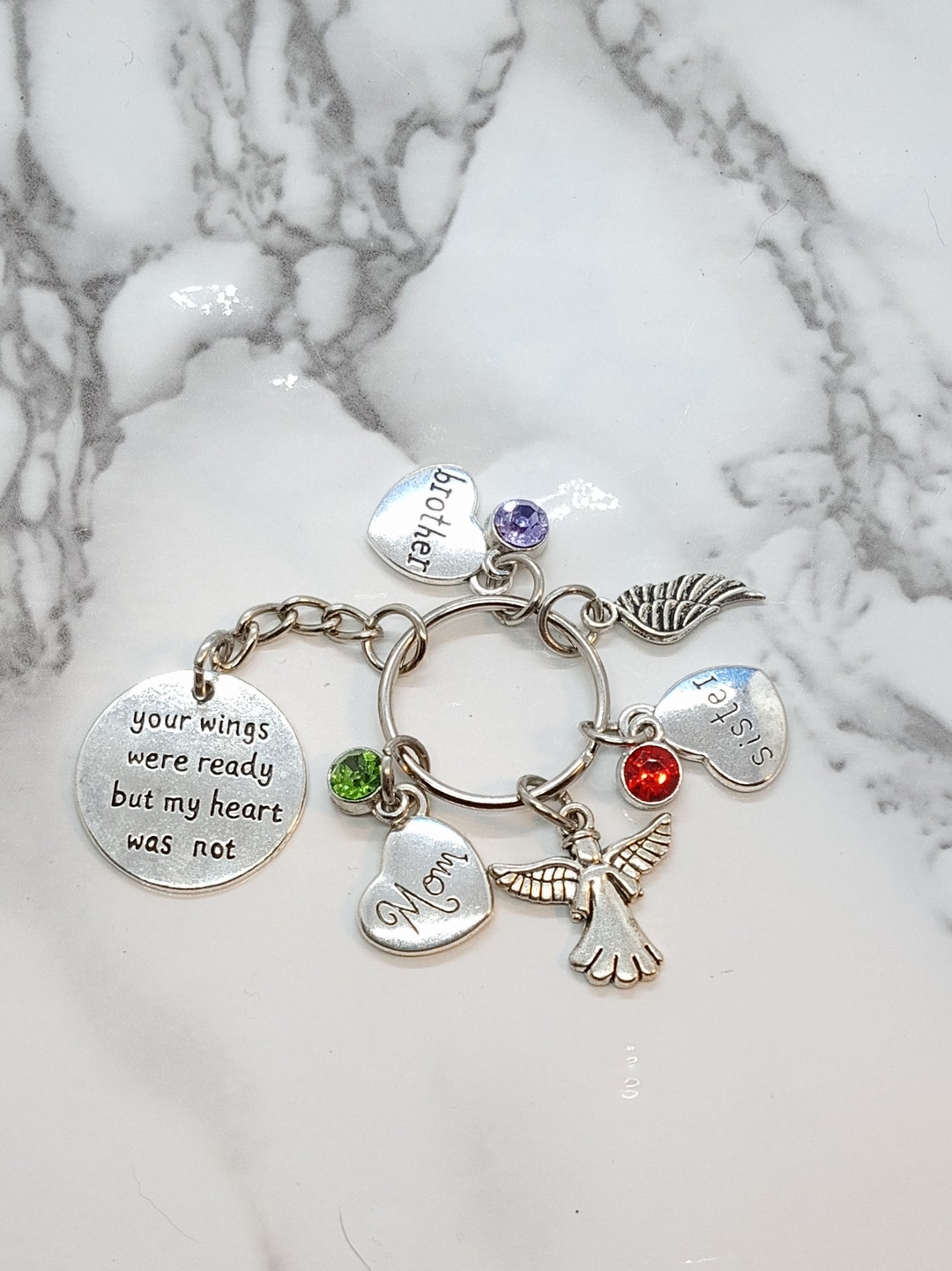 Your Wings Were Ready... - Memorial Keyring With Angel Wings and ...