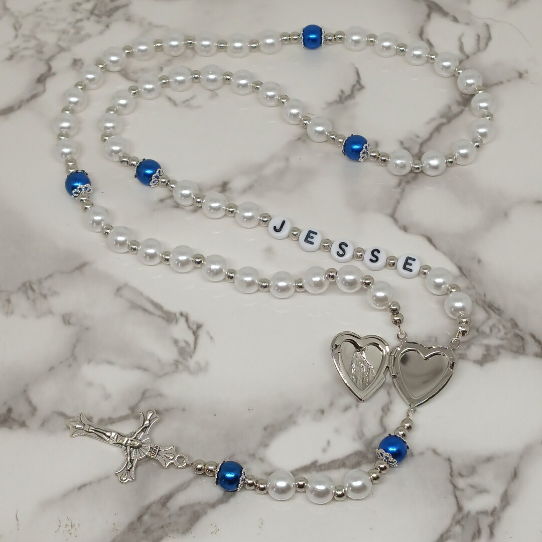 Personalized Rosary With Name and Locket for Pictures Prayer Beads ...