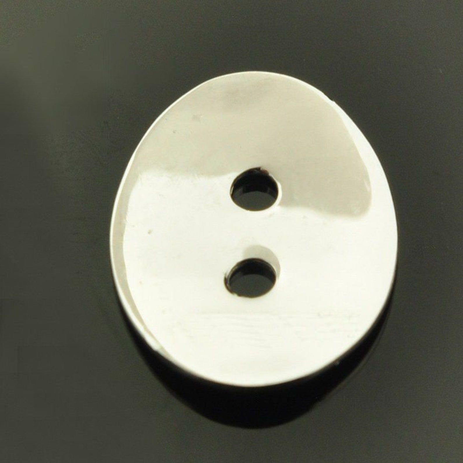 Pair- Flat Oval Button With 2 Holes- 13x10mm- 1.4g. Genuine Solid 925 ...