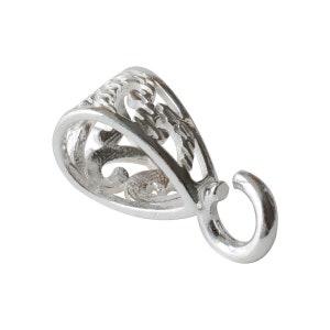 BAIL for Pendant or Charm With Fixed Open Ring. Solid 925 Sterling ...