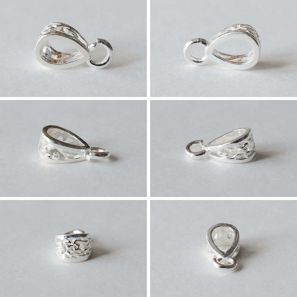 BAIL for Pendant or Charm With Fixed Open Ring. Solid 925 Sterling ...
