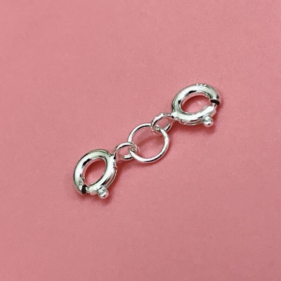 Large Double Spring Ring Clasp. Solid 925 Sterling Silver. 6 Mm ...
