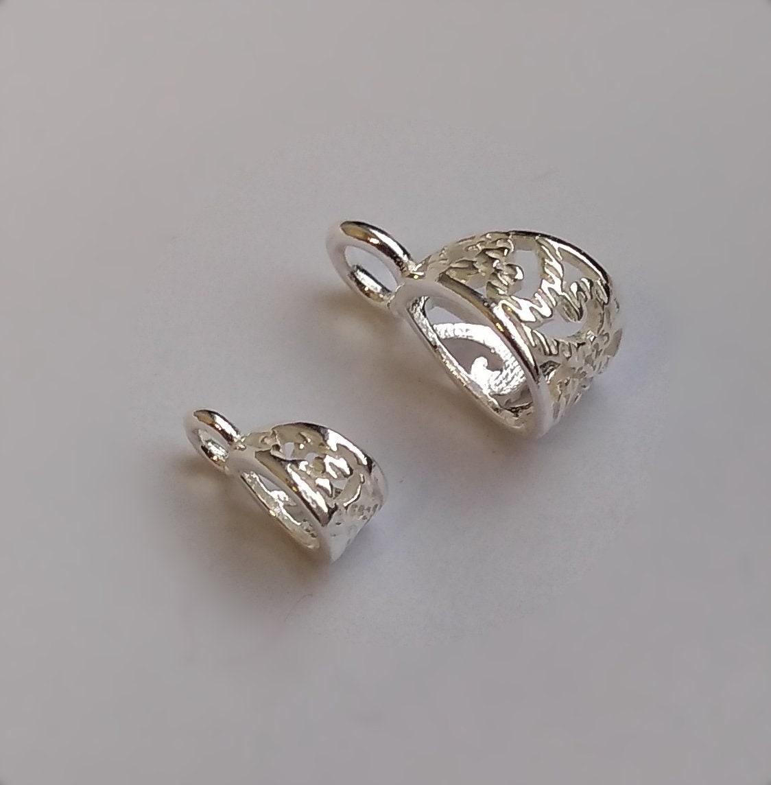 BAIL for Pendant or Charm With Fixed Open Ring. Solid 925 Sterling ...