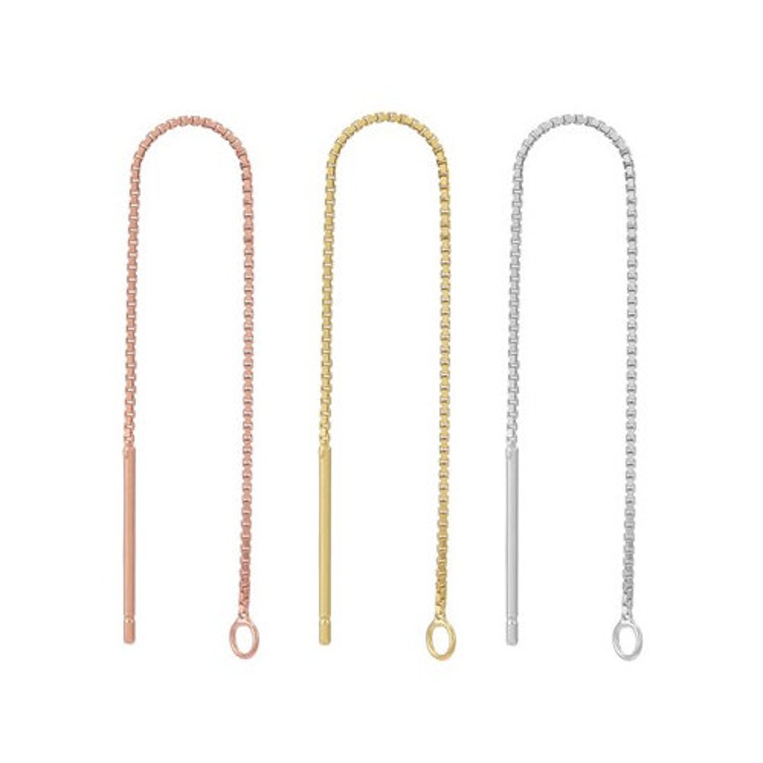 Ear Threads / Threader / Pull Through Earring Findings. Solid 925 ...