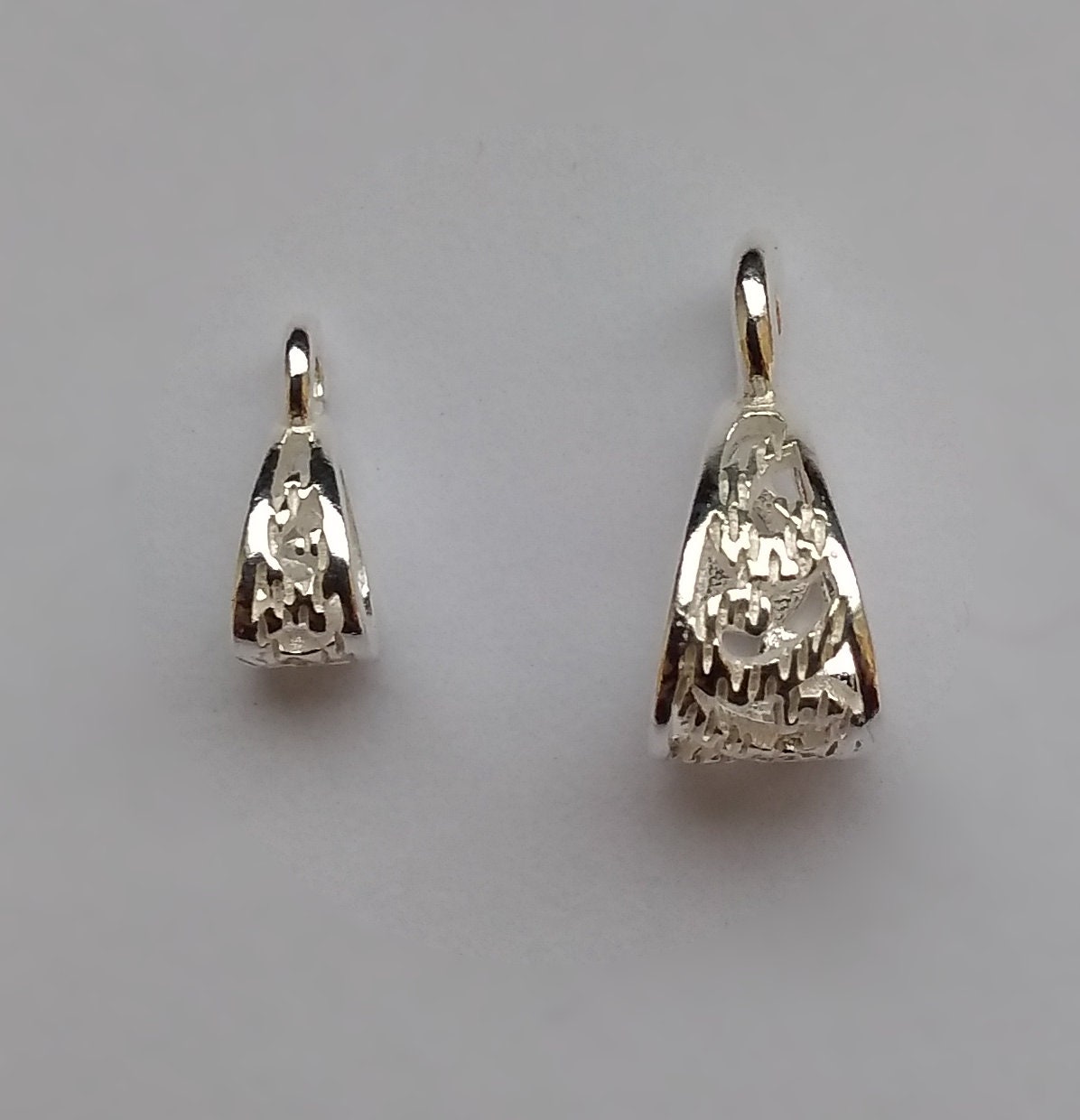 BAIL for Pendant or Charm With Fixed Open Ring. Solid 925 Sterling ...