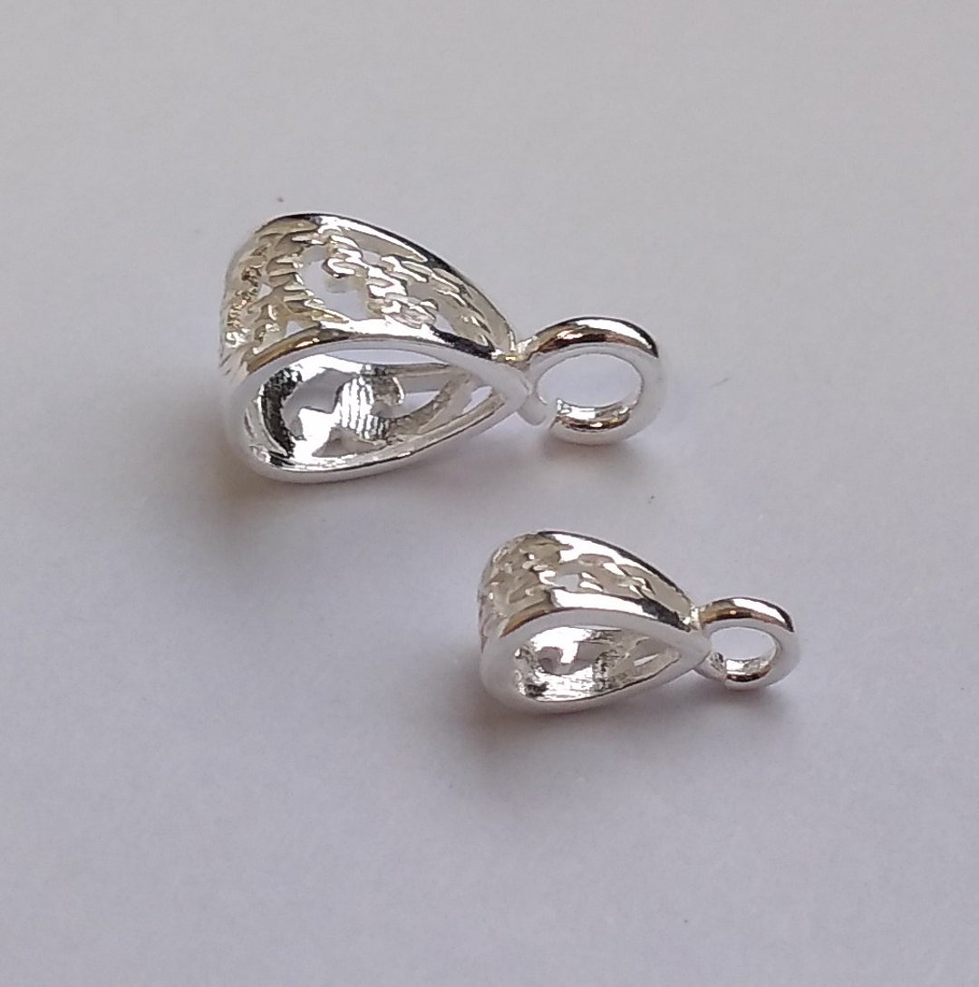 BAIL for Pendant or Charm With Fixed Open Ring. Solid 925 Sterling ...