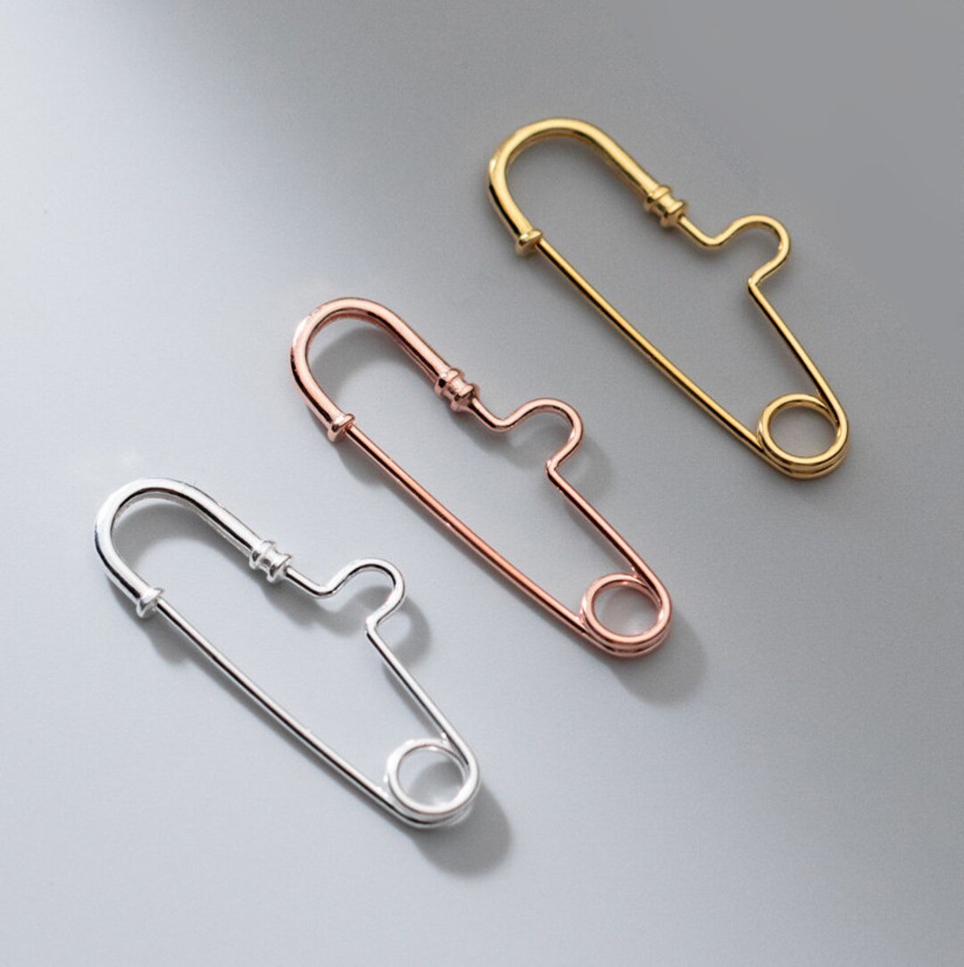 Safety Pin for Chain - Clasp - 925 Sterling Silver - 28 Mm - Plain ...