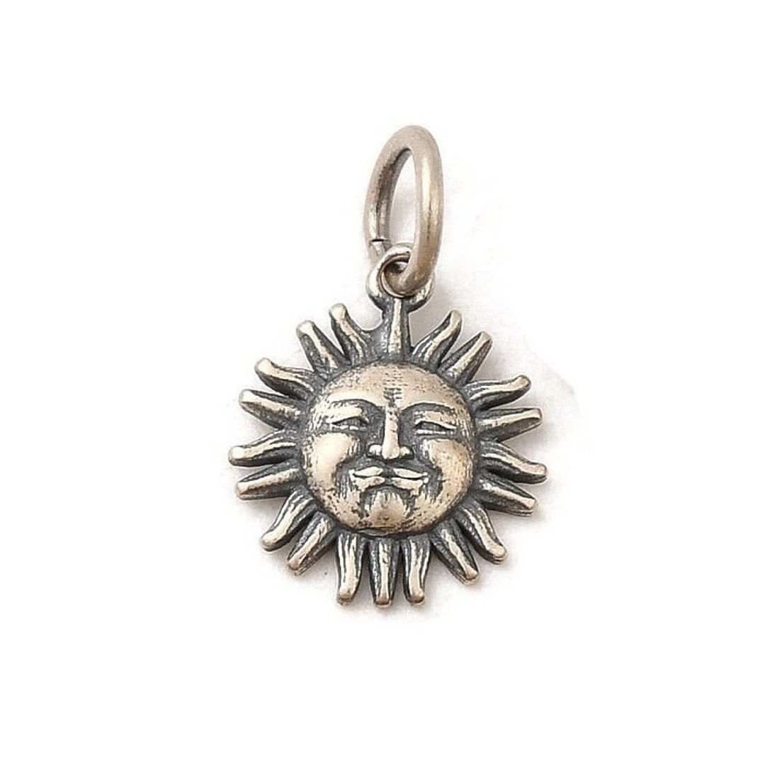 Sun in Splendour / Sunburst / Smiling Face. Pendant / Charm. Solid 925 ...