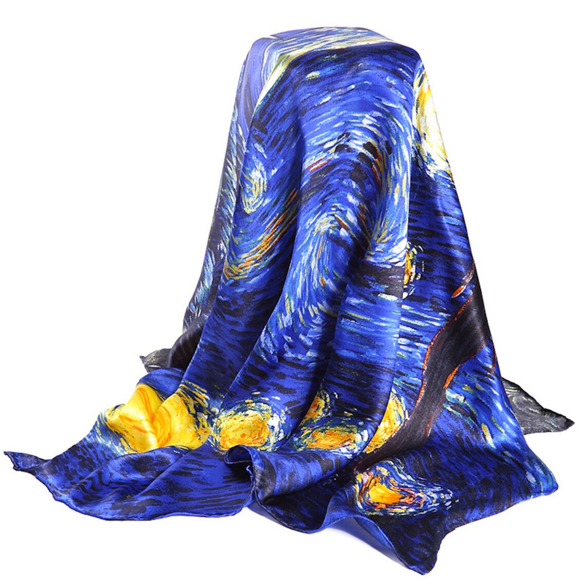 Van Gogh, Starry Night. 100% Pure Natural Silk. Square Scarf/shawl ...