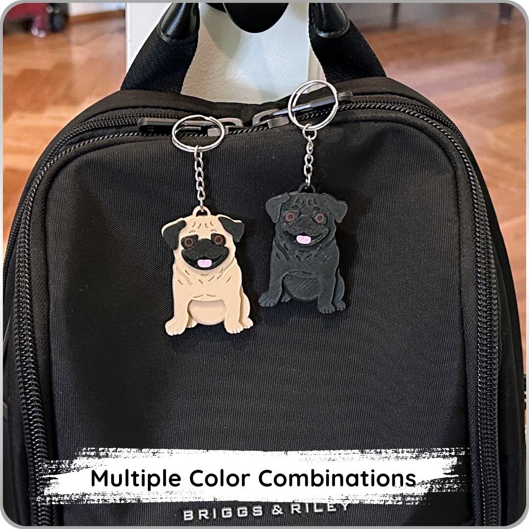 Pug Keychain, Pug Key Fob, Pub Book Bag Pull and Gift Idea - Etsy