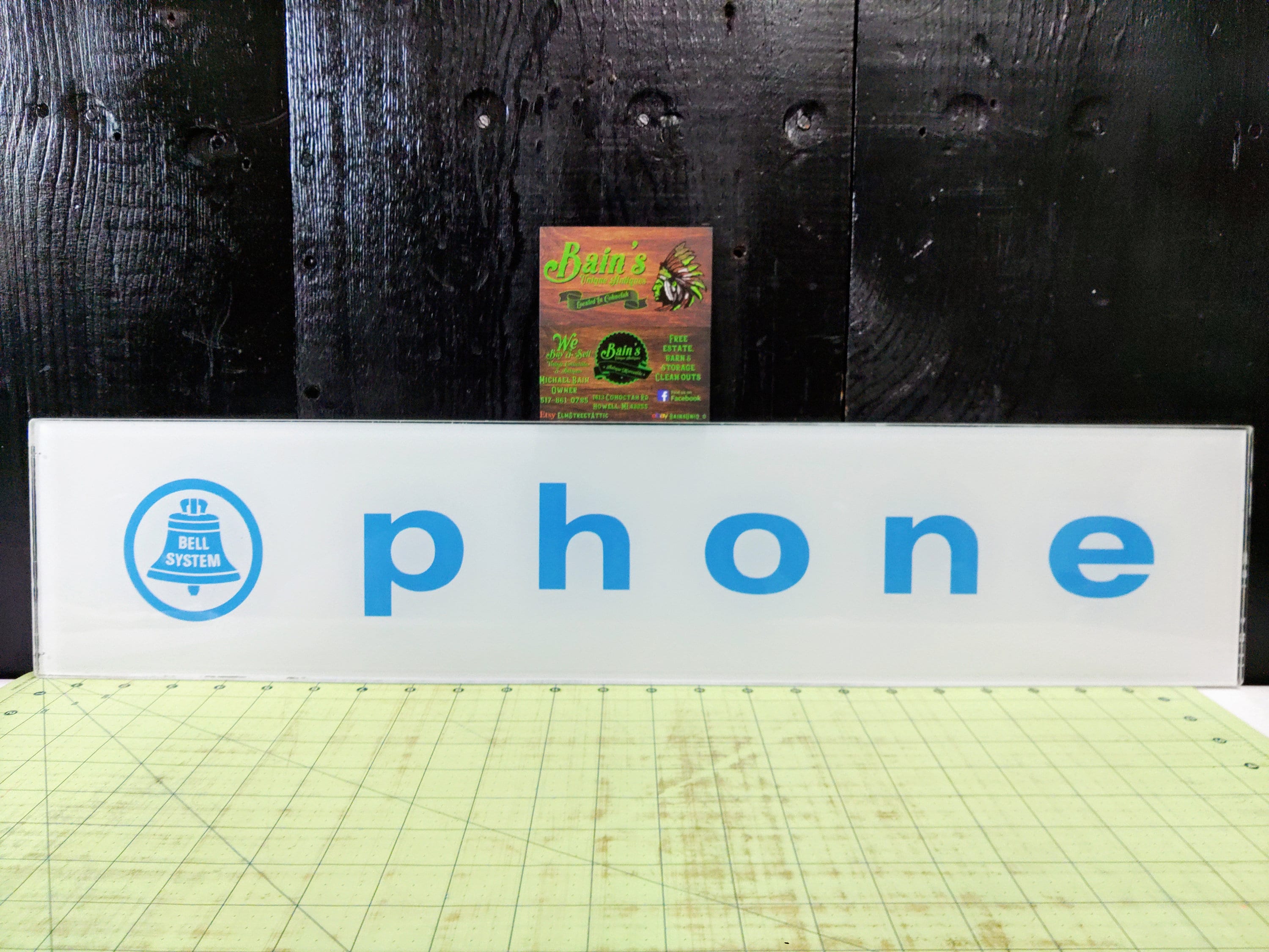 Vintage Bell Systems 1960's Telephone Booth Top Glass Sign Insert 25 ...