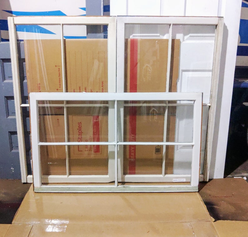 Vintage Wood Windows 4 & 6 Pane Glass Multiple Sizes Repurpose Window ...