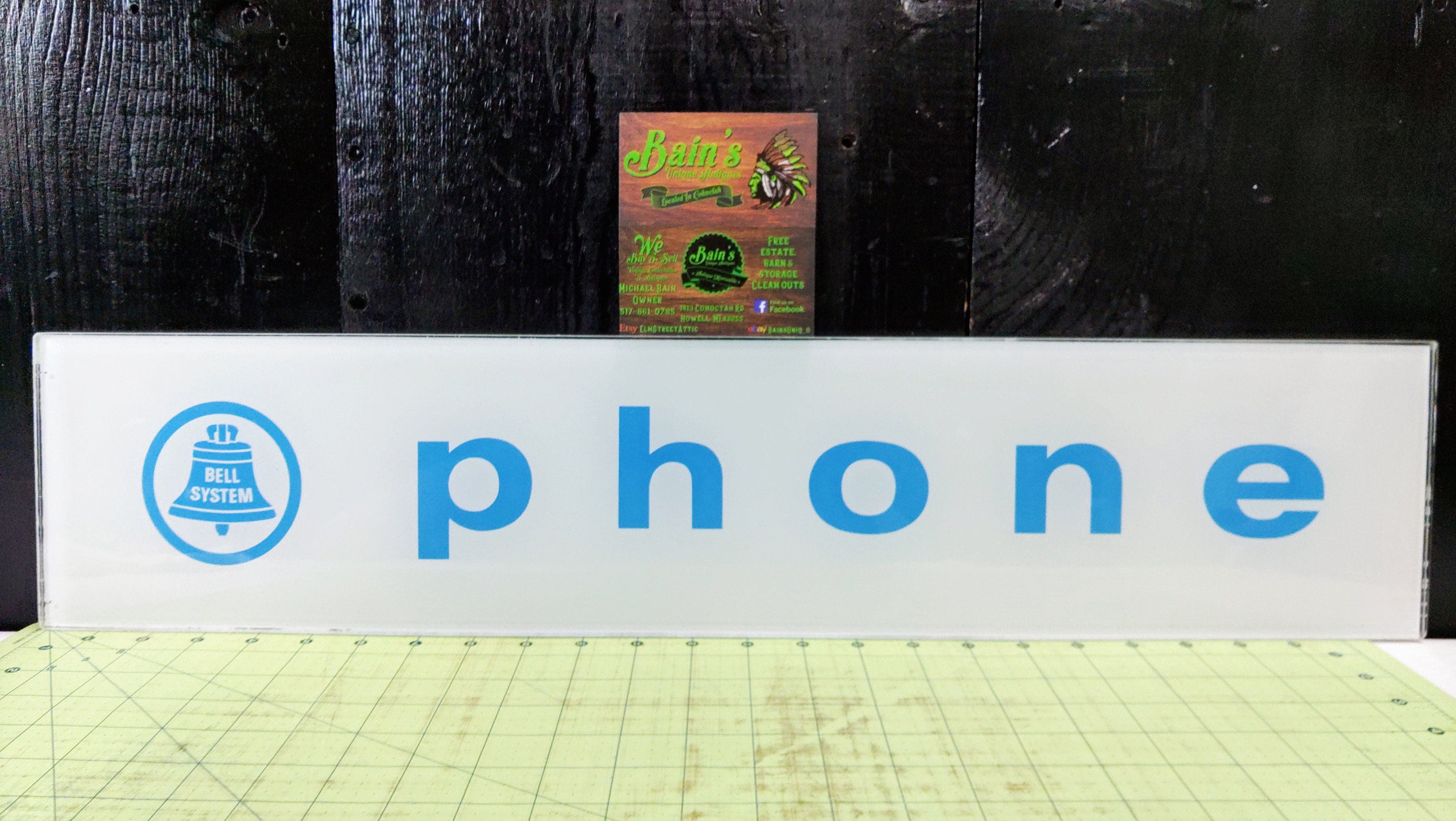 Vintage Bell Systems 1960's Telephone Booth Top Glass Sign Insert 25 ...