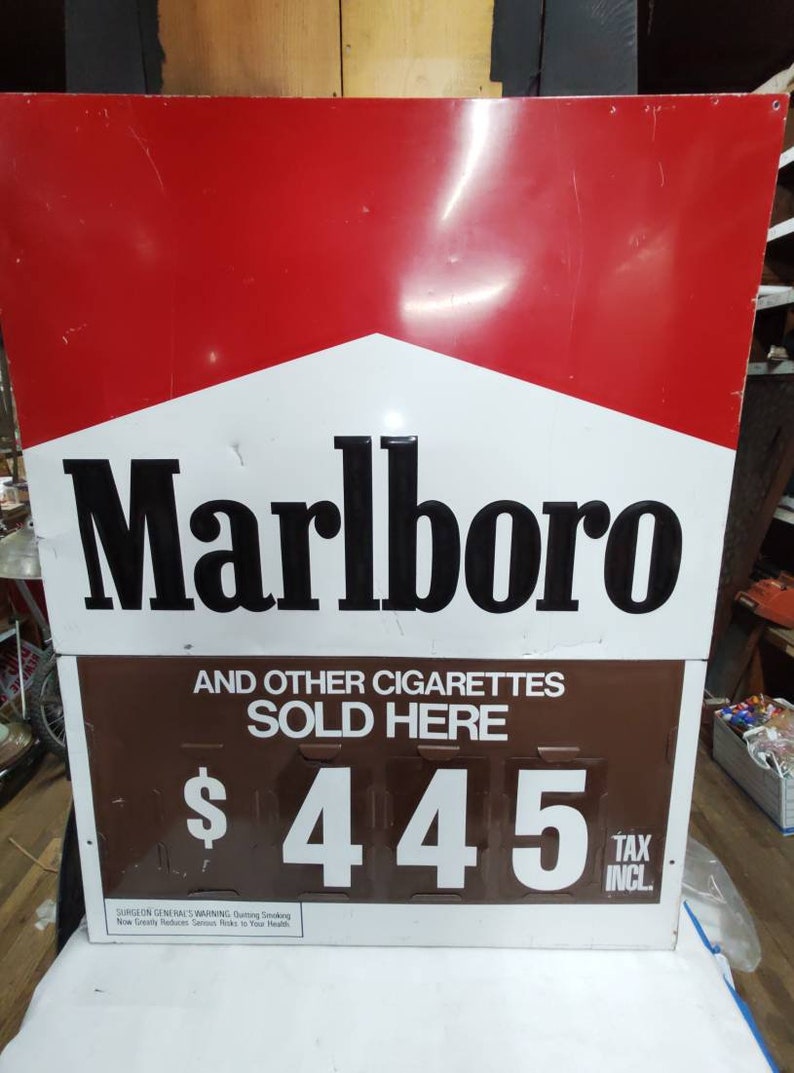 Vintage Marlboro Cigarette Tobacco Metal Price Sign 2sided XL 58inx48in ...