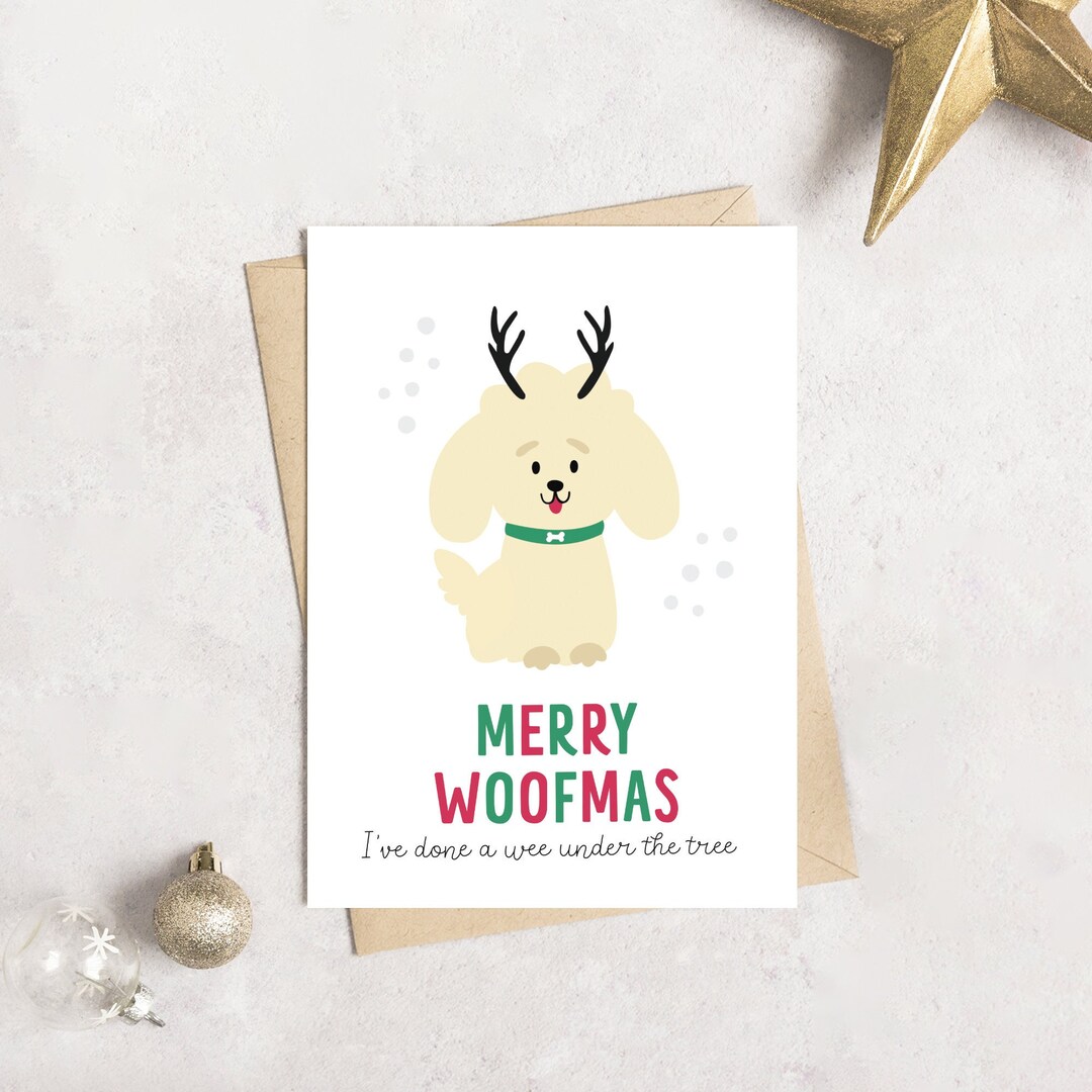 Merry Woofmas Dog Christmas Card / Dog Christmas Card / Cute - Etsy