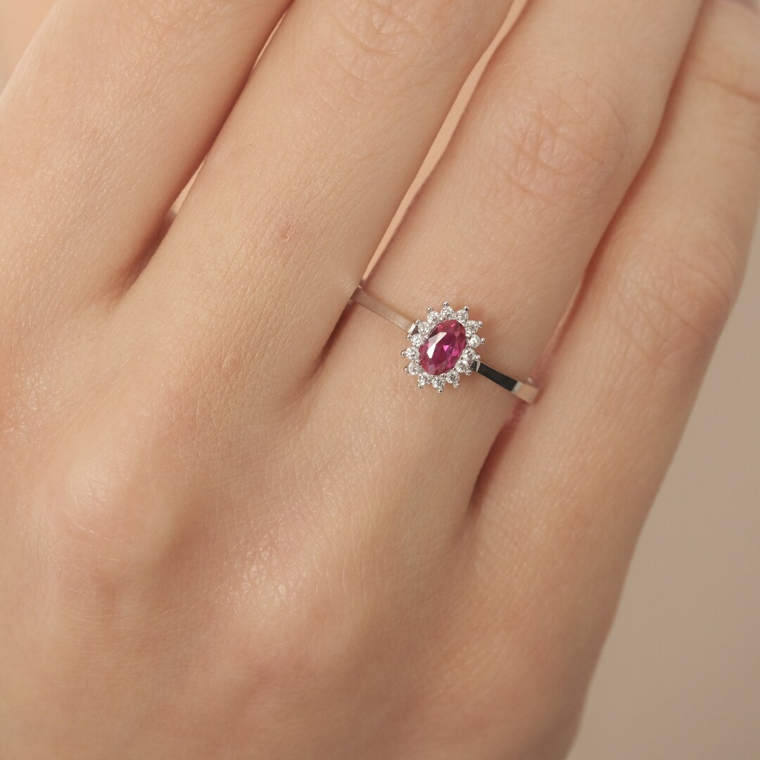 Gold Ruby Oval Stone Ring, 14k Gold Ruby Oval Ring, Gold Minimalist ...