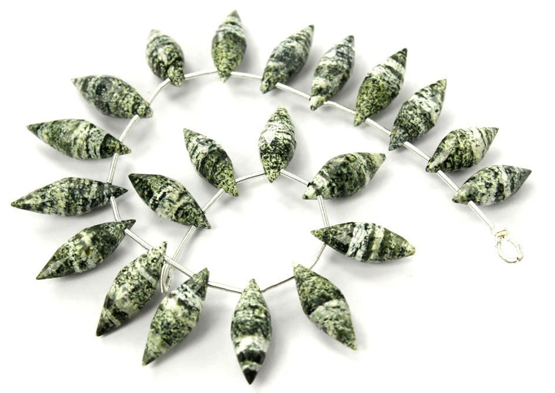 GREEN ZEBRA JASPER Faceted Dew Drops Natural Gemstone Briolette Side ...
