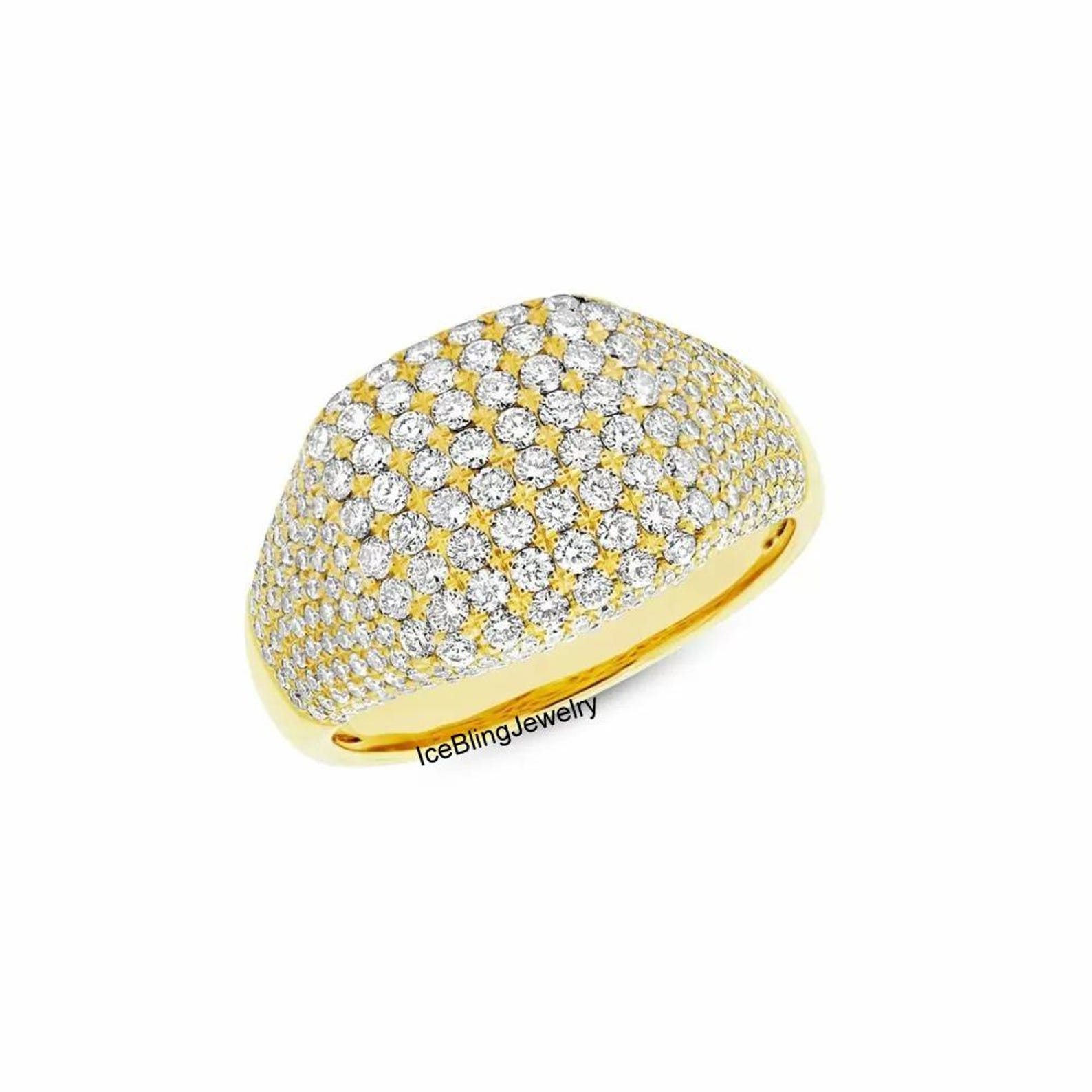 Round Cut Micro Pave Cocktail Ring, Pave Shield Ring, Pave and Bezel ...