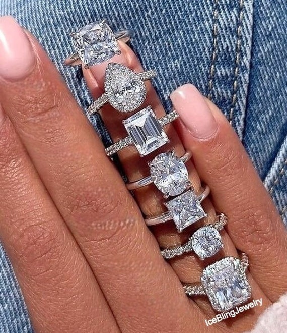 Simulated diamond solitaire rings store