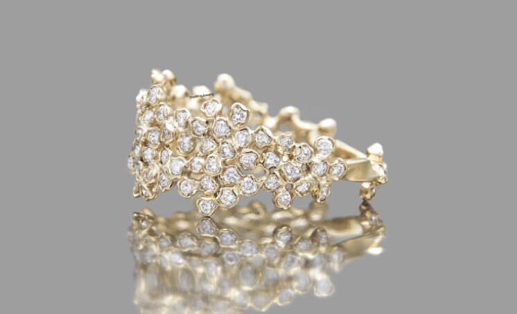 Unique Diamond Cluster Wedding Band, Round Stones Pretty Antique Band ...