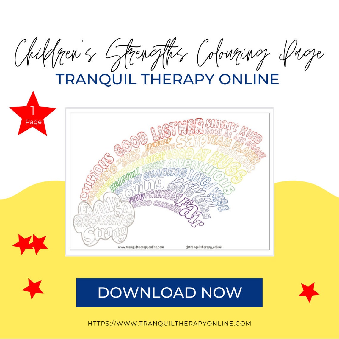 Children's Strenghts Colouring Page Mental Health | Etsy