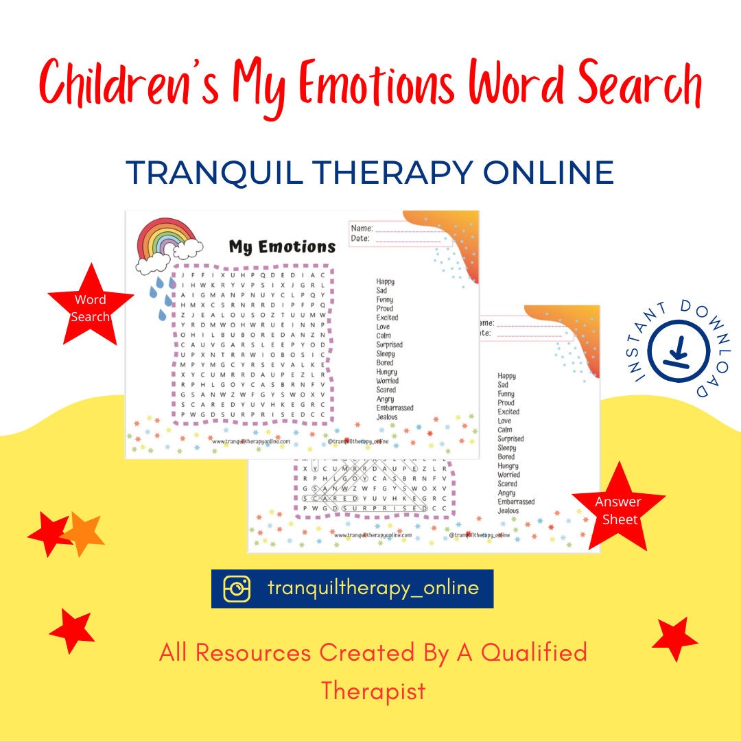 Emotions Word Search | Mental Health | Printable Activity | Emotions ...