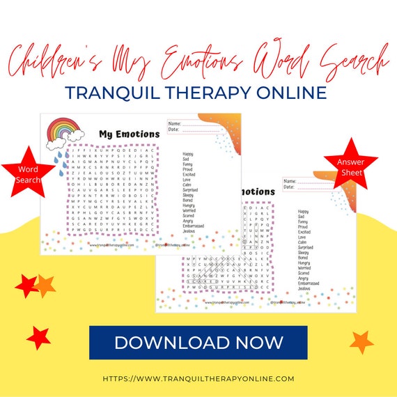 Emotions Word Search Mental Health Printable Activity | Etsy